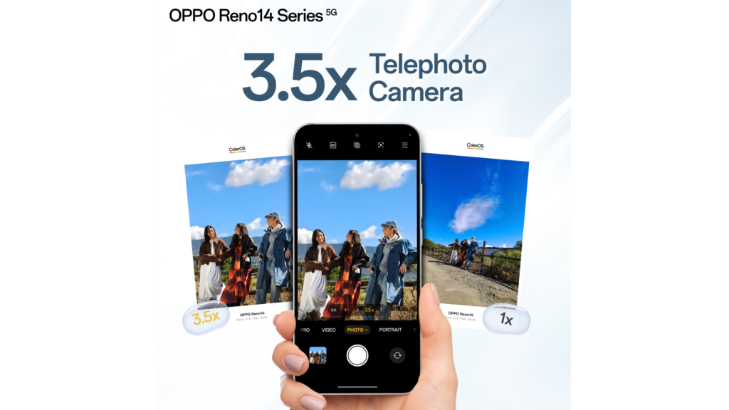 OPPO Reno14 5G comes with a Telephoto Camera with 3.5x Optical Zoom capturing images from afar ...